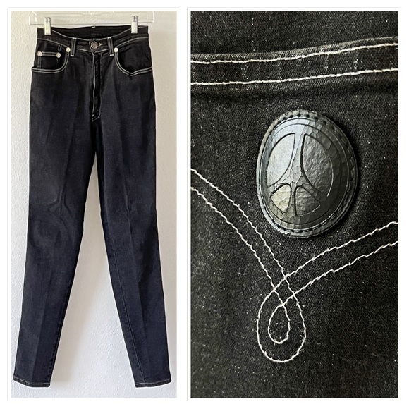 Moschino | Jeans | Moschino Vintage Super High Rise Black Peace Sign ...